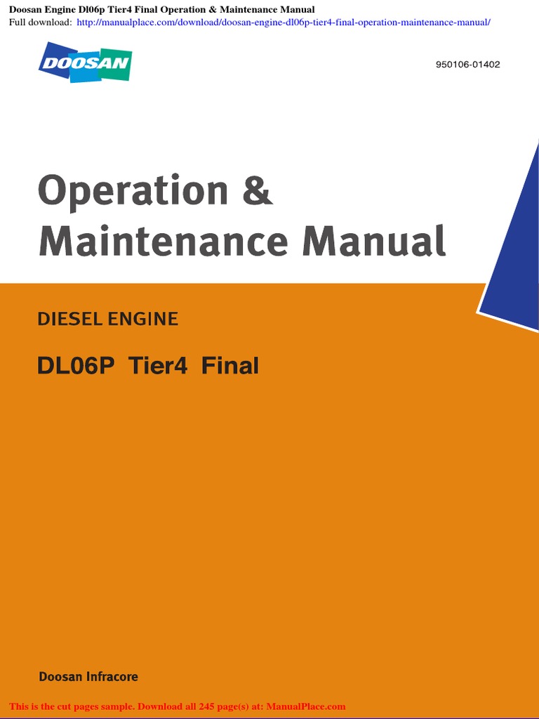 Doosan Engine Dl06p Tier4 Final Operation Maintenance Manual | PDF ...