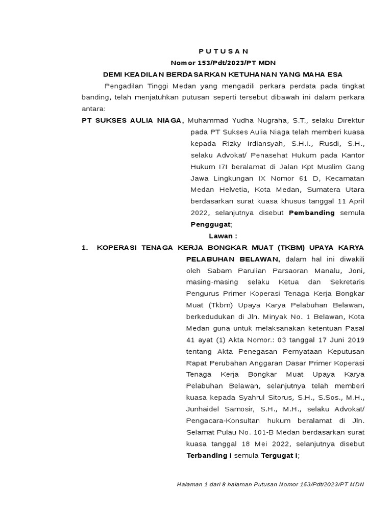 Salinan Putusan 153 PDT 2023 PT MDN | PDF