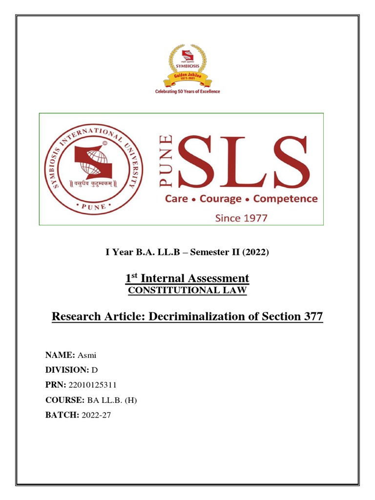 Decriminalization of Section 377: A Legal Analysis | PDF | Law