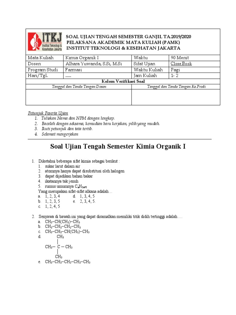 UTS Kimia Organik 2023 | PDF | Metode & Bahan Ajar | Teknologi & Rekayasa