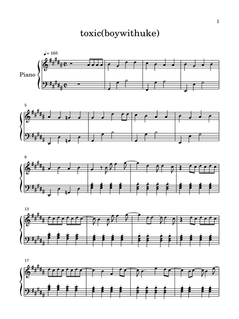Toxic by BoyWithUke Piano Sheet Music | PDF