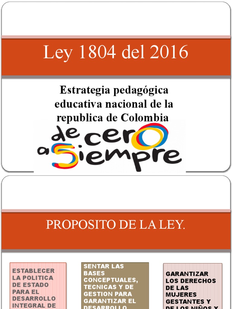 Ley 1804 Del 2016 Diapositivas | PDF | Educación de la primera infancia | Justicia