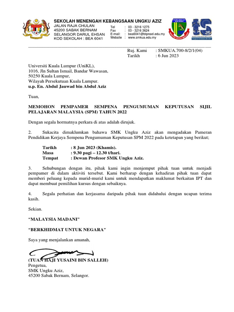 Surat Jemputan UNiKL | PDF