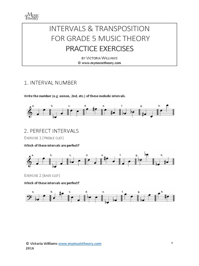 Grade 5 Intervals and Transposition Exercises1555414541 | PDF ...
