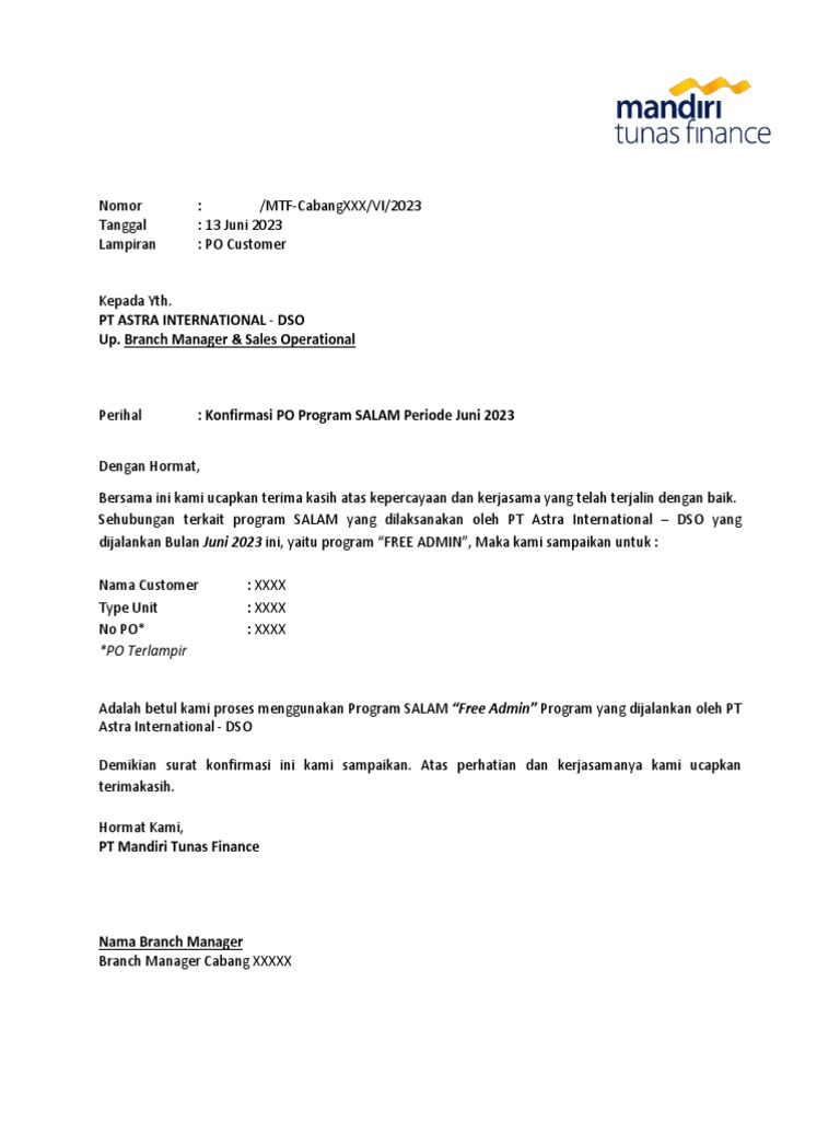 PT Astra International - Dso Up. Branch Manager & Sales Operational | PDF