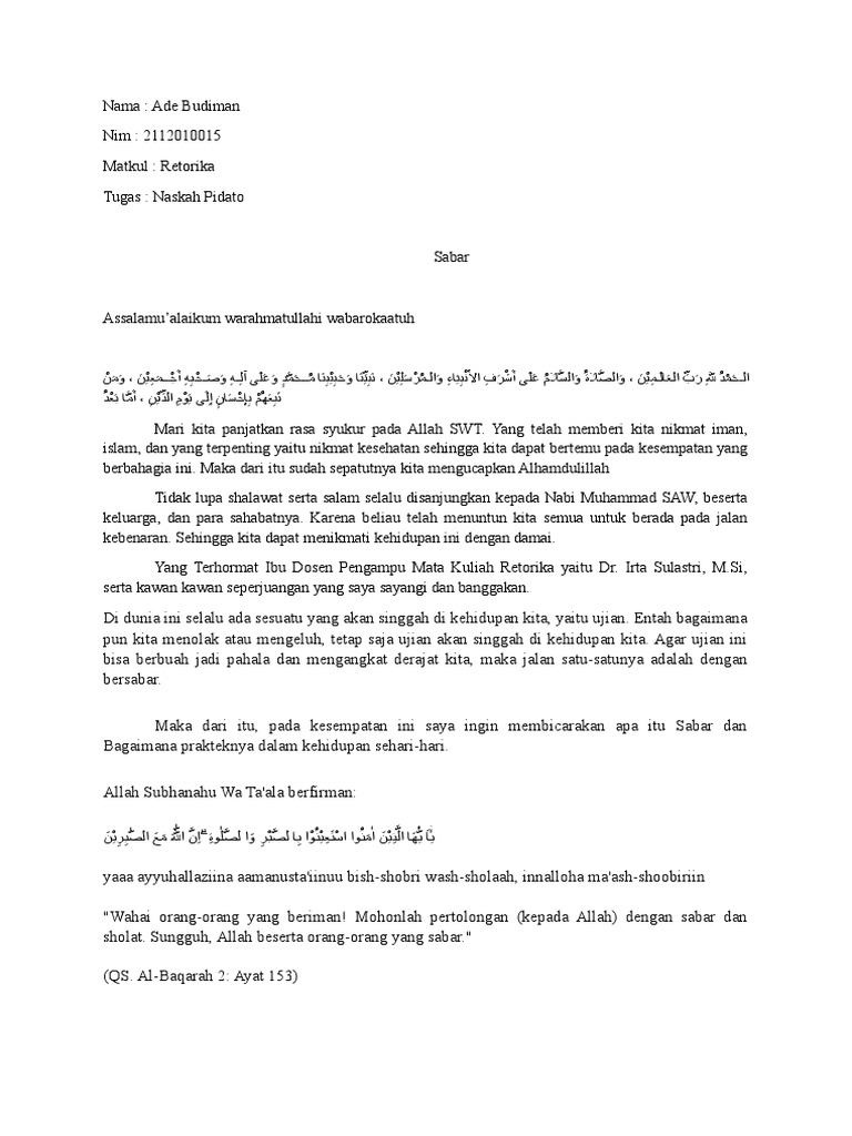 Pidato Tentang Sabar | PDF