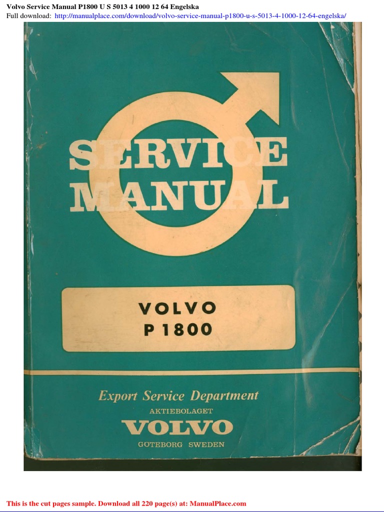 Volvo Service Manual p1800 U S 5013-4-1000 12 64 Engelska | PDF