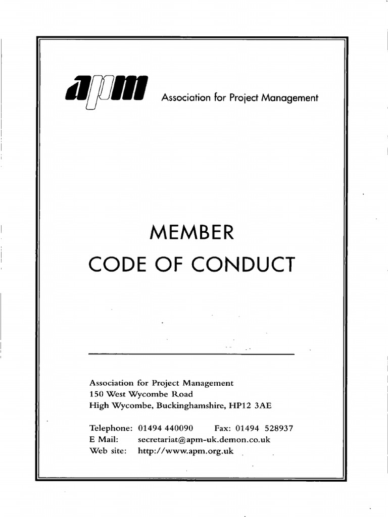 PM Code of Conduct | PDF | Project Management | Liability Insurance