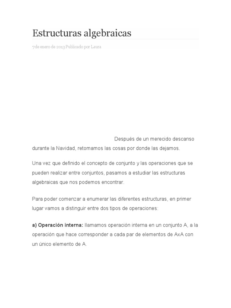 Estructuras Algebraicas | PDF | Anillo (Matemáticas) | Grupo (Matemáticas)