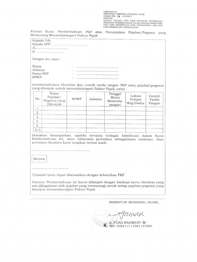 Original Form Speciment Faktur Pajak Dan Invoice | PDF