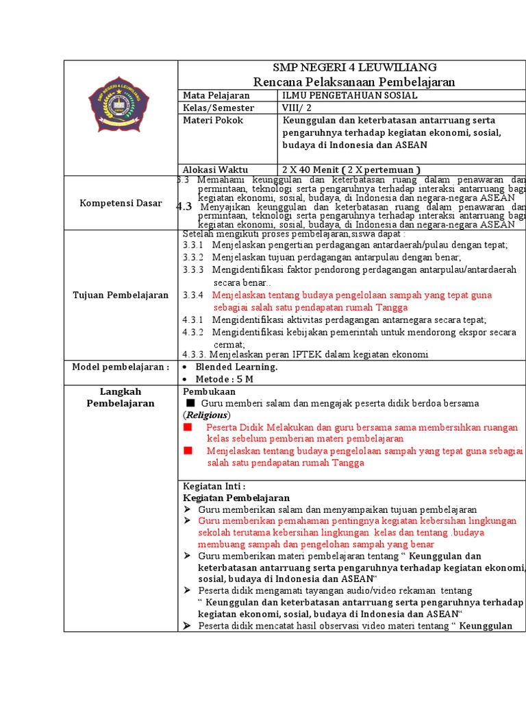 RPP Ips 8 smt2 Adiwiyata Nasional | PDF