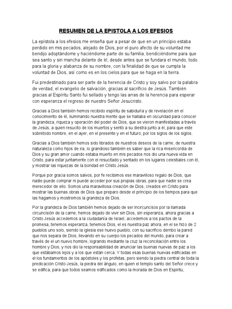 Resumen de La Epistola A Los Efesios | PDF | Jesús | Pecado