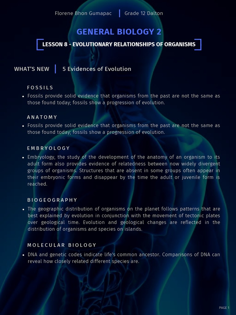 Evolutionary Relationships in Biology | PDF | Homo | Hominini