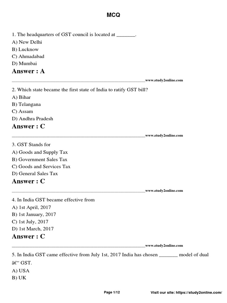 GST mcq1 | PDF | Receipt | Invoice