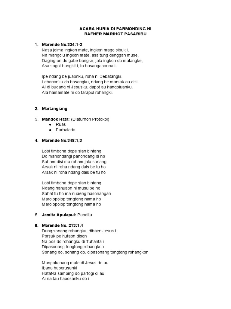 Acara Di Na Monding | PDF