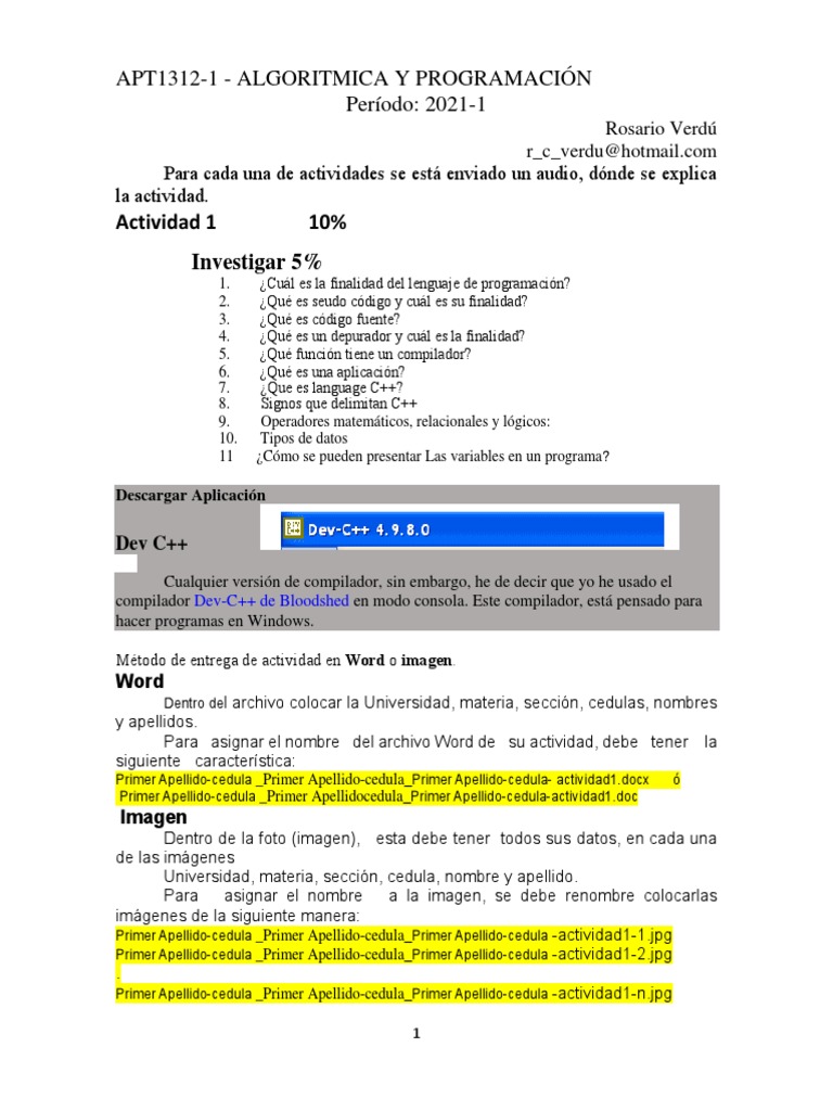 Actividad 1 ALGORITMICA Y PROGRAMACIÓN 20411 (1) | PDF | Algoritmos | Programación de computadoras