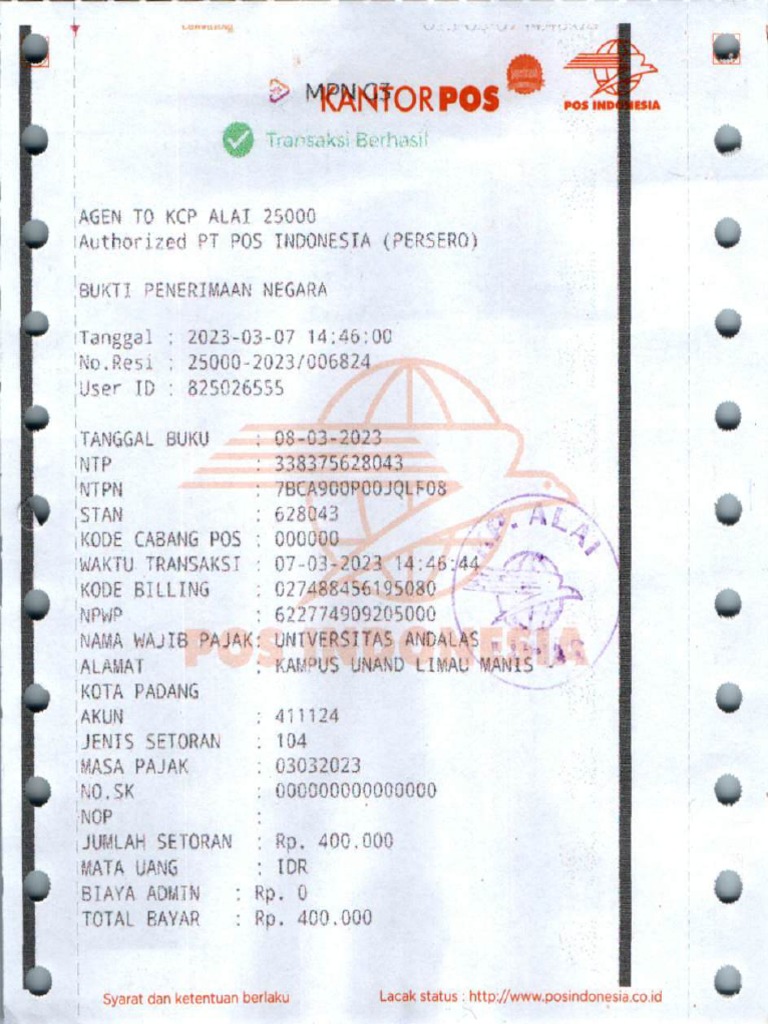 Bukti Bayar Pajak PPH 23 Survei Akreditasi | PDF