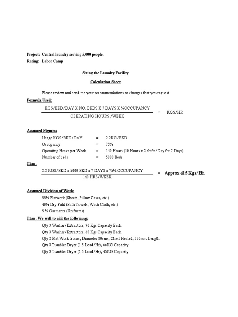 Laundry Calculations | PDF