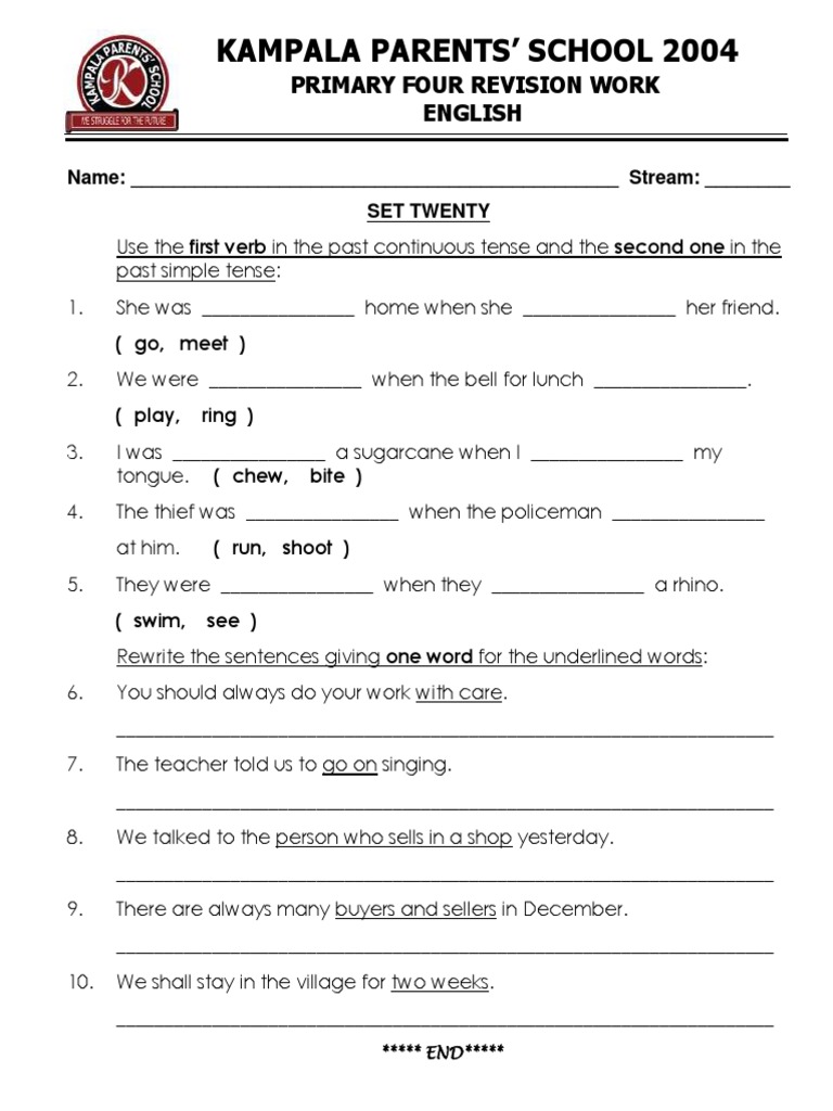 Primary Four - Set 20 | PDF