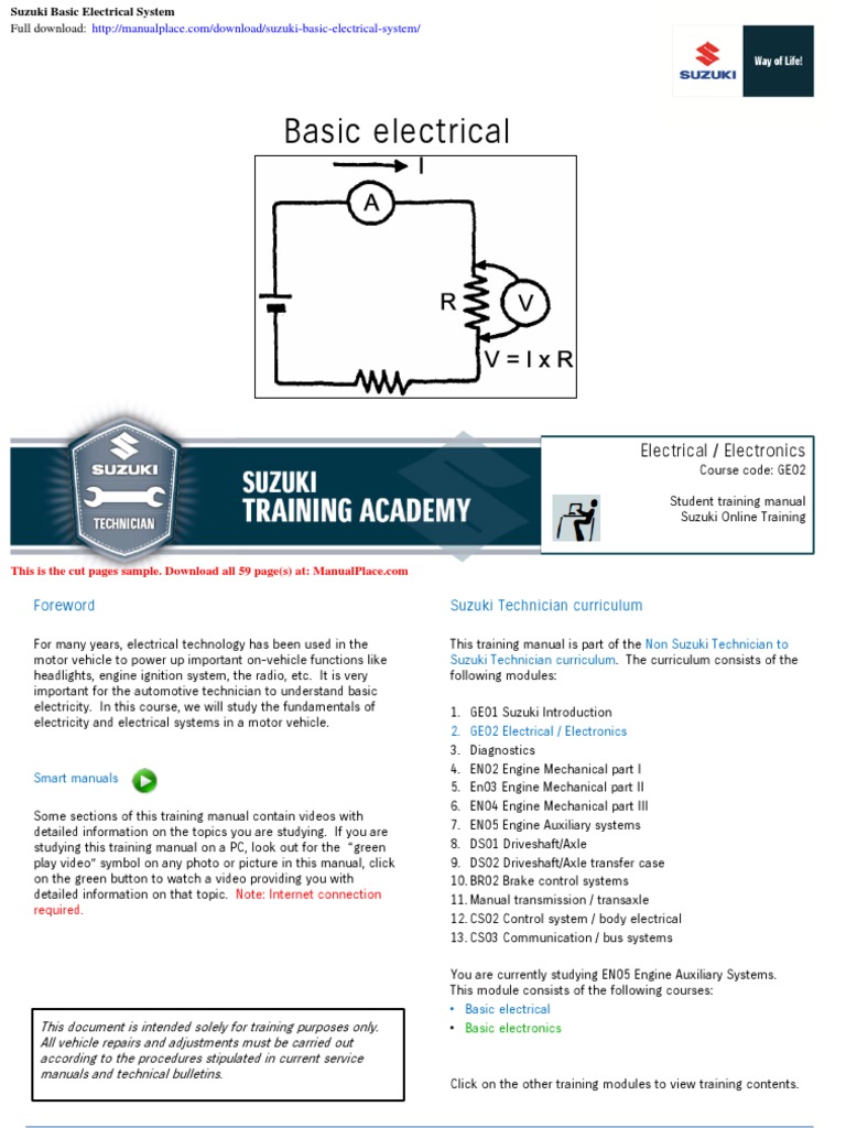 Suzuki Basic Electrical System | PDF | Atoms | Voltage