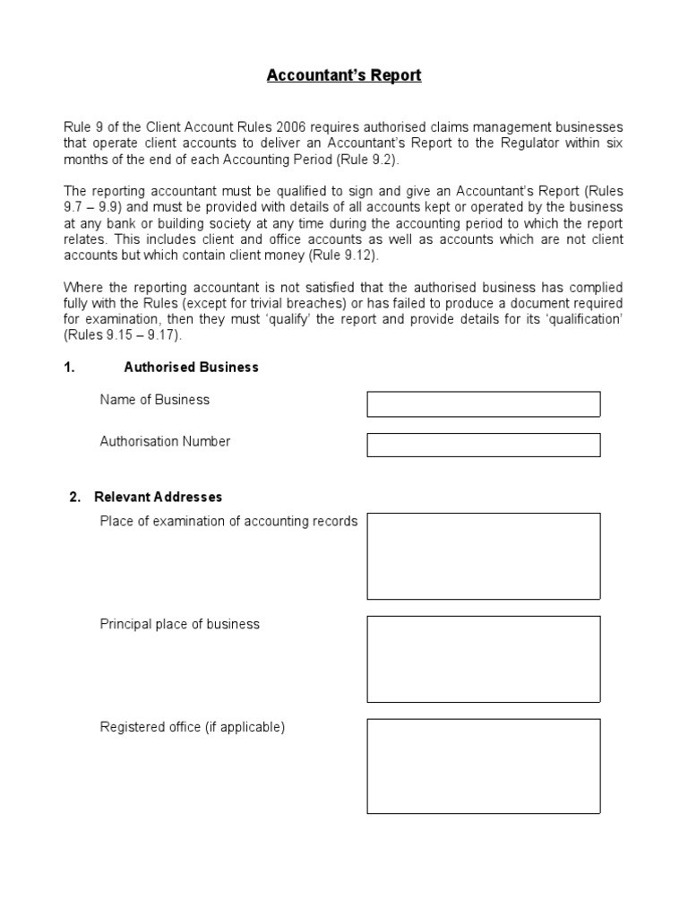 Accountants Report | PDF