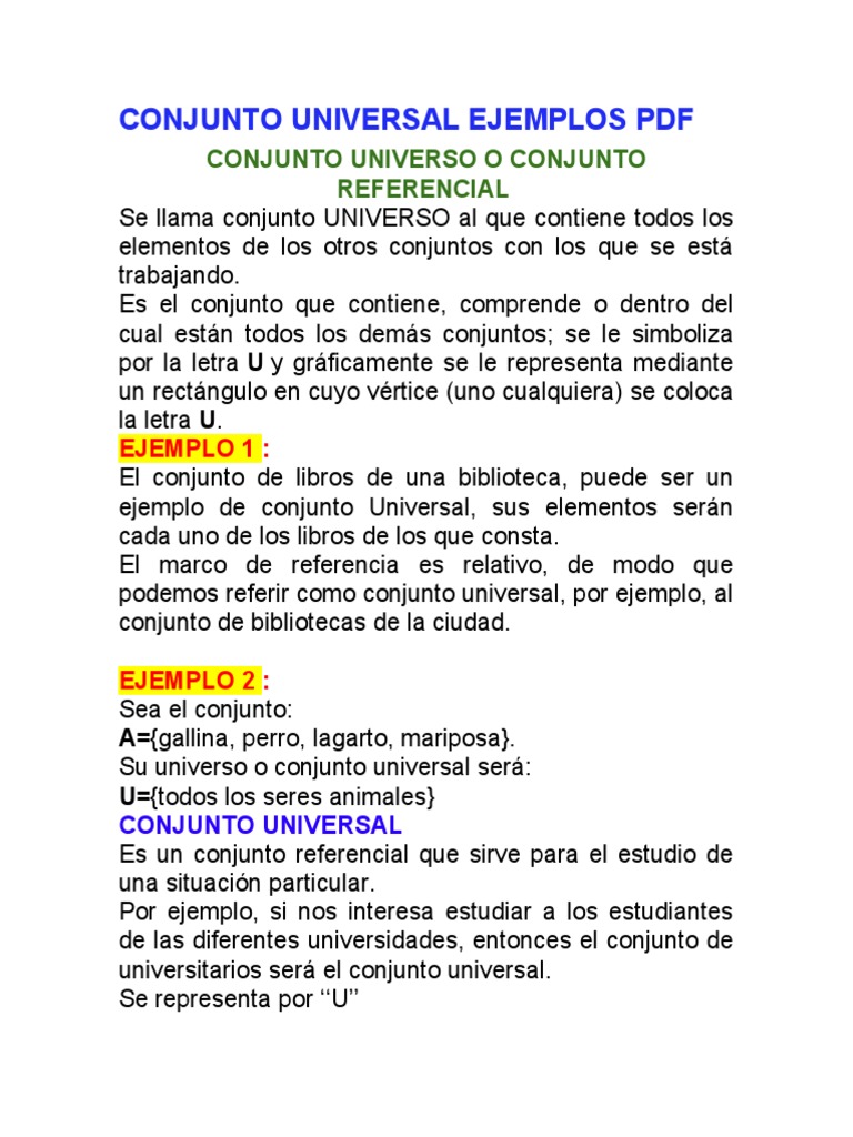 Ejemplos de Conjunto Universal | PDF