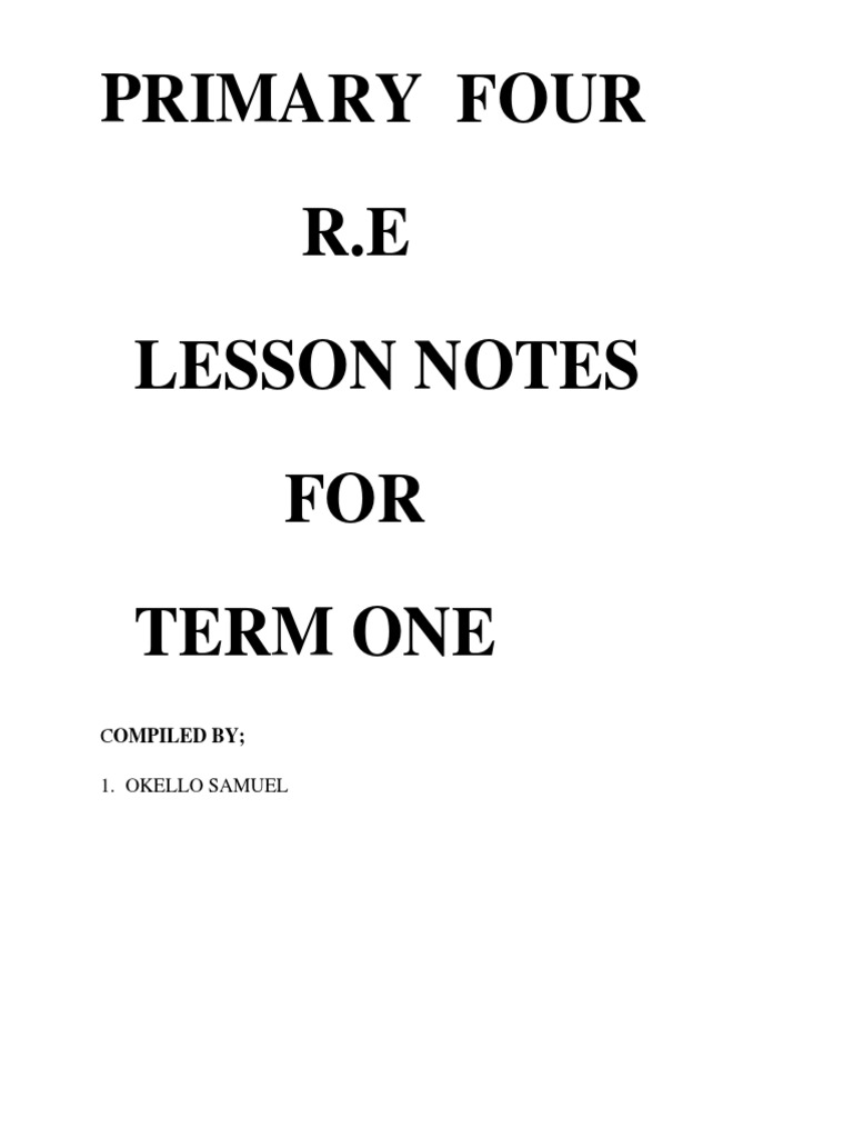 P.4 Primary Four R.E Notes .2020 | PDF | Jesus | Adam And Eve