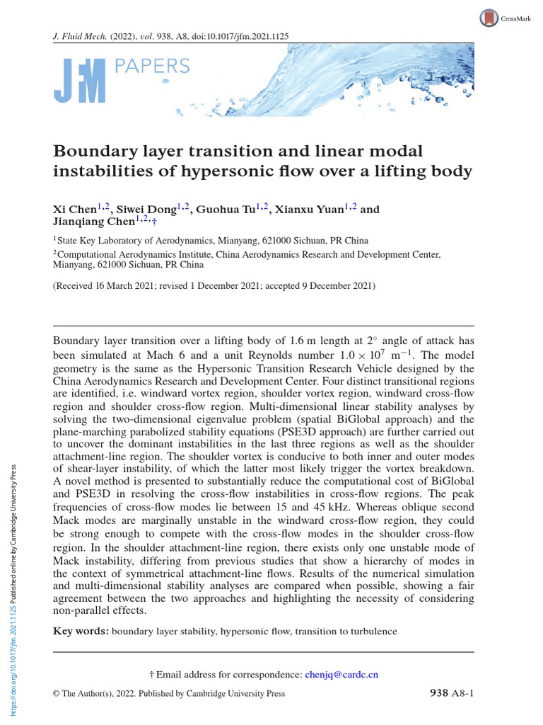 Boundary Layer Transition and Linear Modal Instabilities of Hypersonic Flow Over A Lifting Body ...