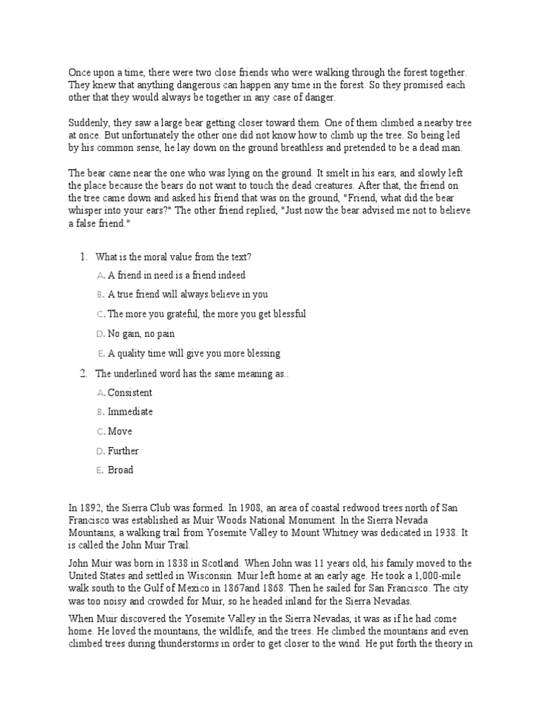 Soal Latihan Bahasa Inggris | PDF | Aurora | John Muir