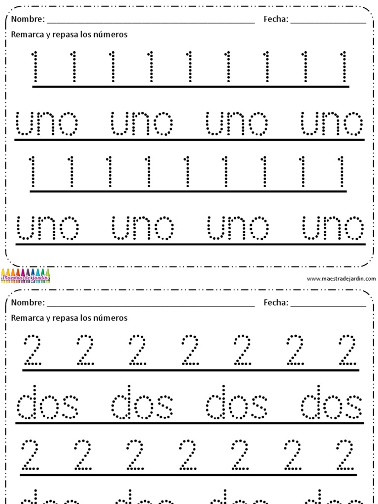 Números del 1 al 10 para Remarcar | PDF