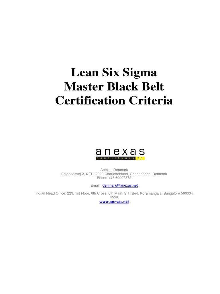 Anexas Lean Six Sigma MBB Certification Criteria PDF Six Sigma