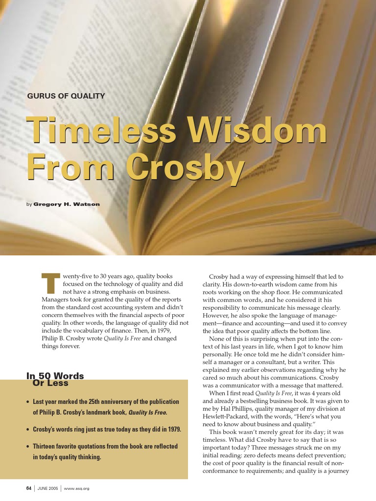 Timeless Wisdom From Crosby | PDF | Career & Growth