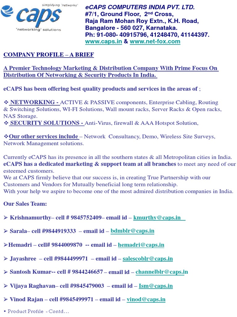 ECAPS Product Profile 2022 New | PDF