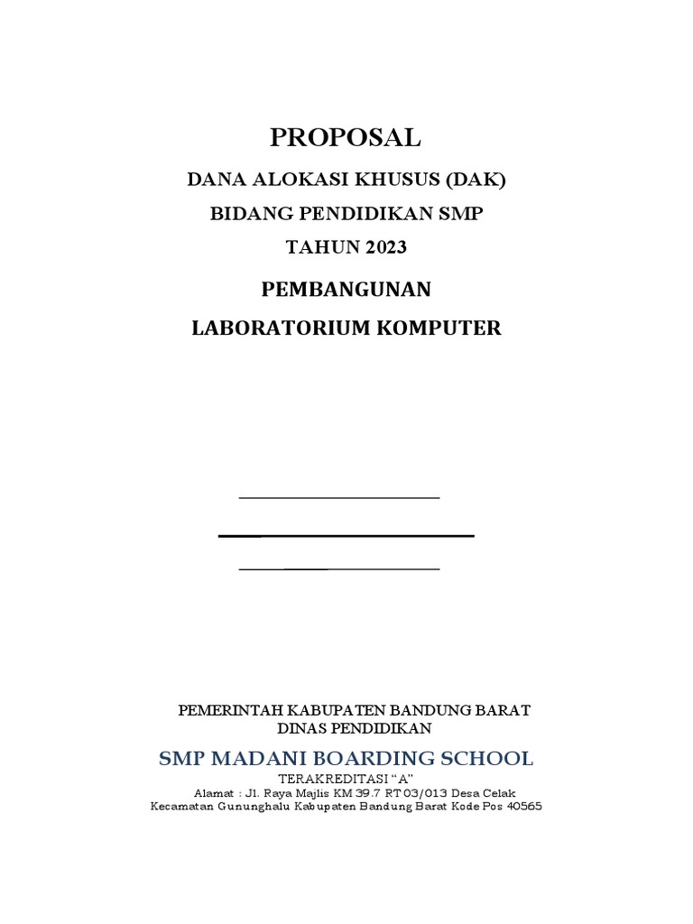 Proposal Lab Komputer SMP Madani 2023 | PDF | Karier & Perkembangan