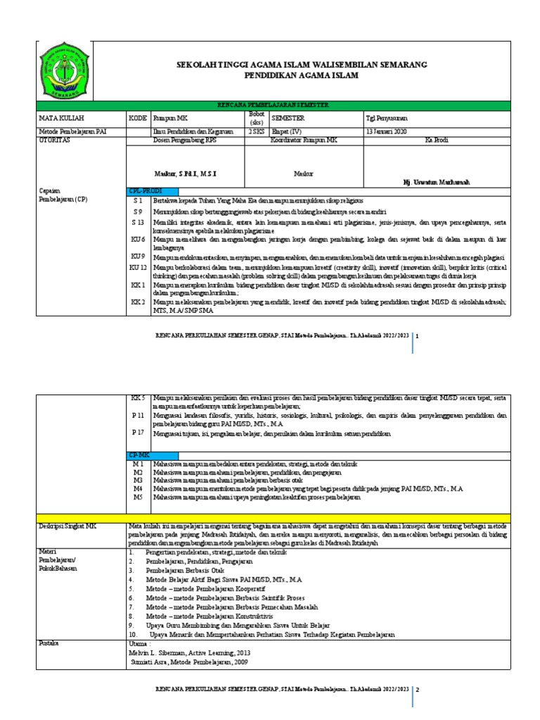 Metode Pembelajaran PAI Bermendeley | PDF | Karier & Perkembangan