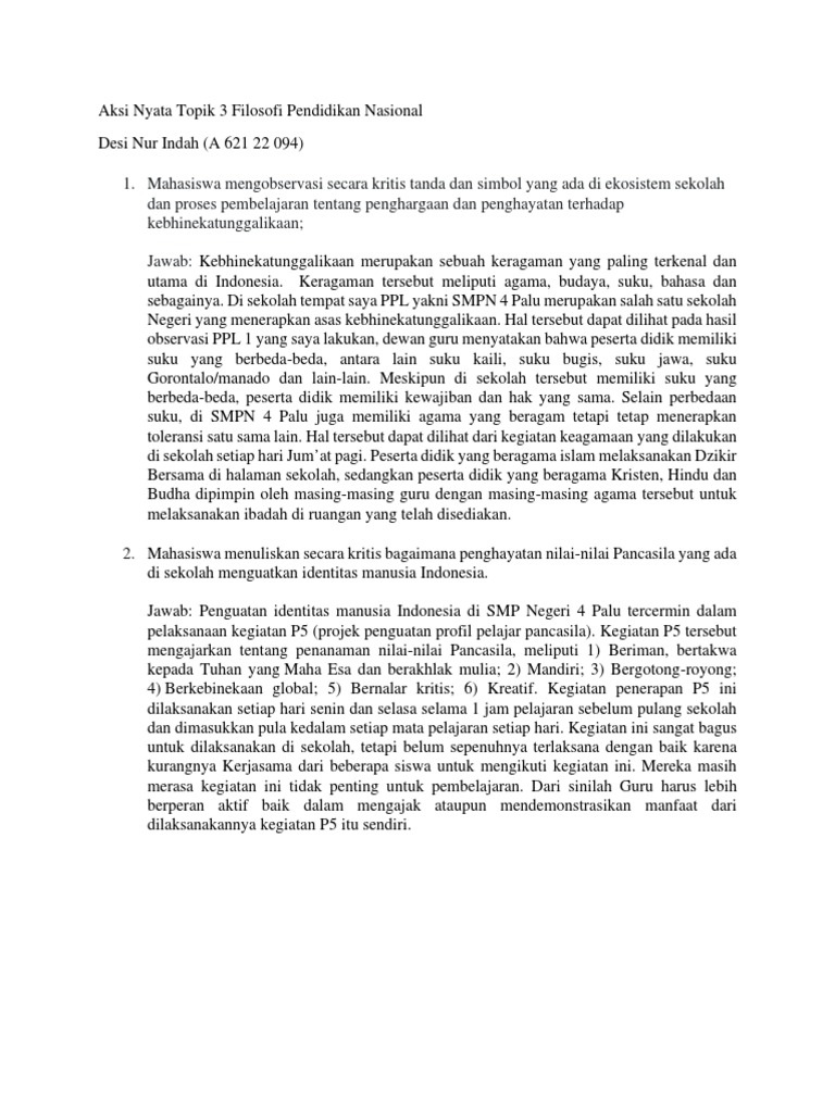 Aksi Nyata Topik 3 Filosofi Pendidikan Nasional | PDF | Kesehatan Holistik Aksi Nyata Topik 3 Filosofi Pendidikan Nasional | PDF | Kesehatan Holistik