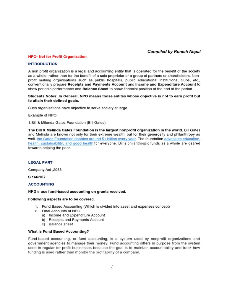 Not For Profit Organization | PDF | Expense | Debits And Credits