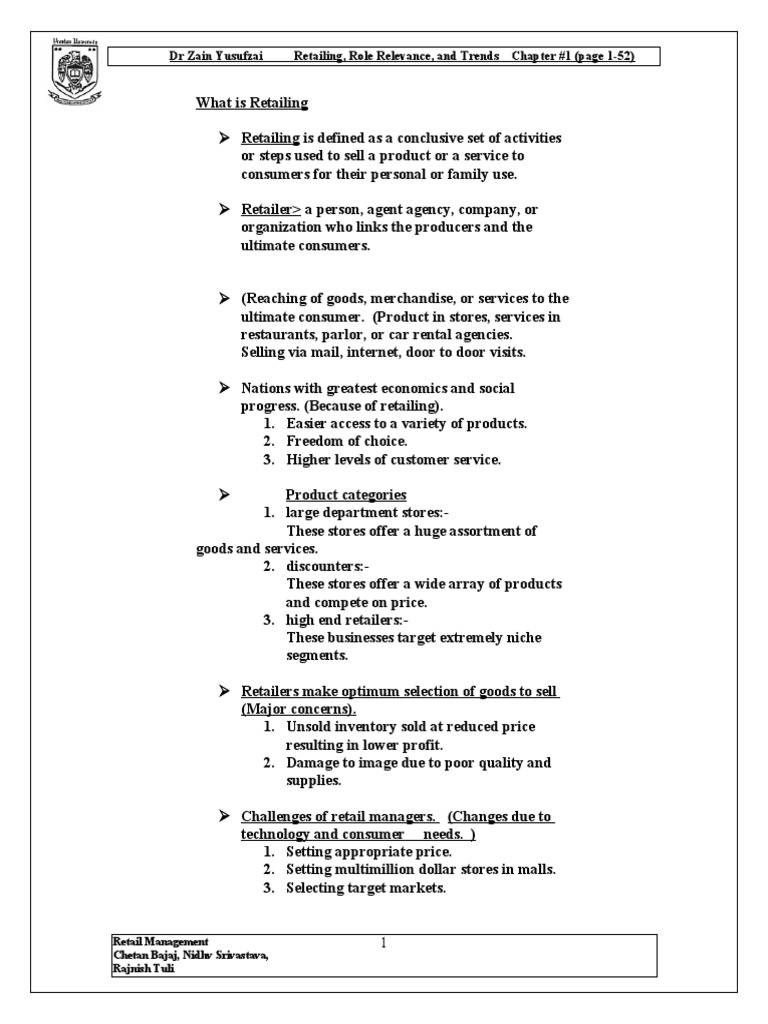 CHAPTER NO 1-What Is Retailing Chapter #1 | Download Free PDF | Retail ...