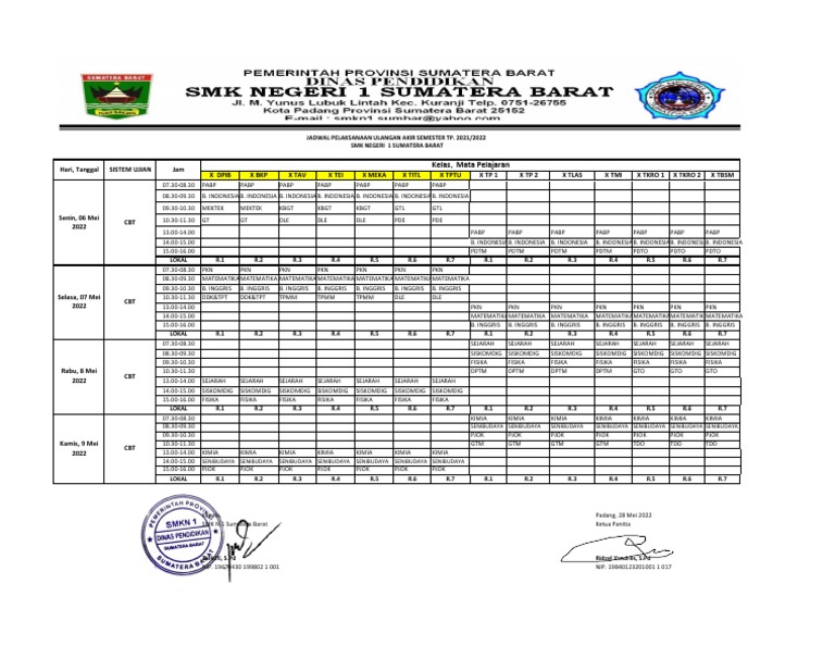 Jadwal Ujian PAS 22 | PDF