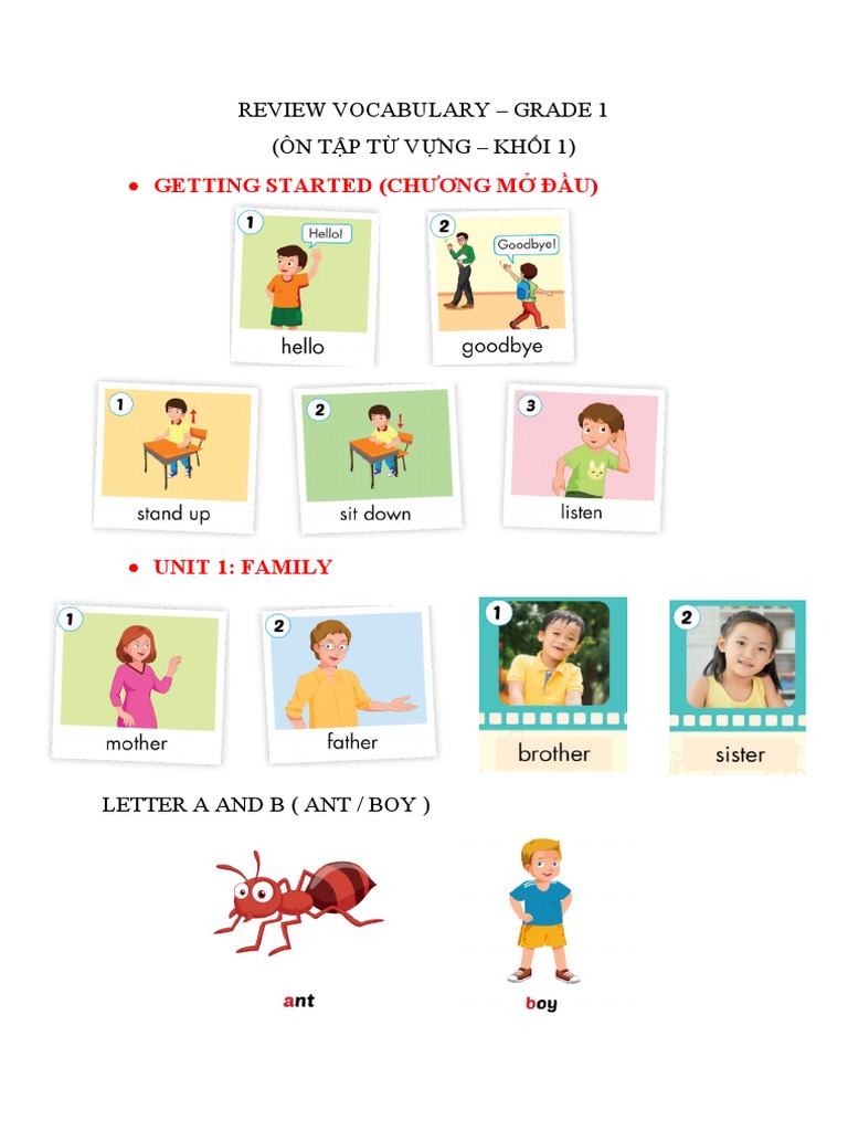 Review Vocabulary Grade 1 | PDF