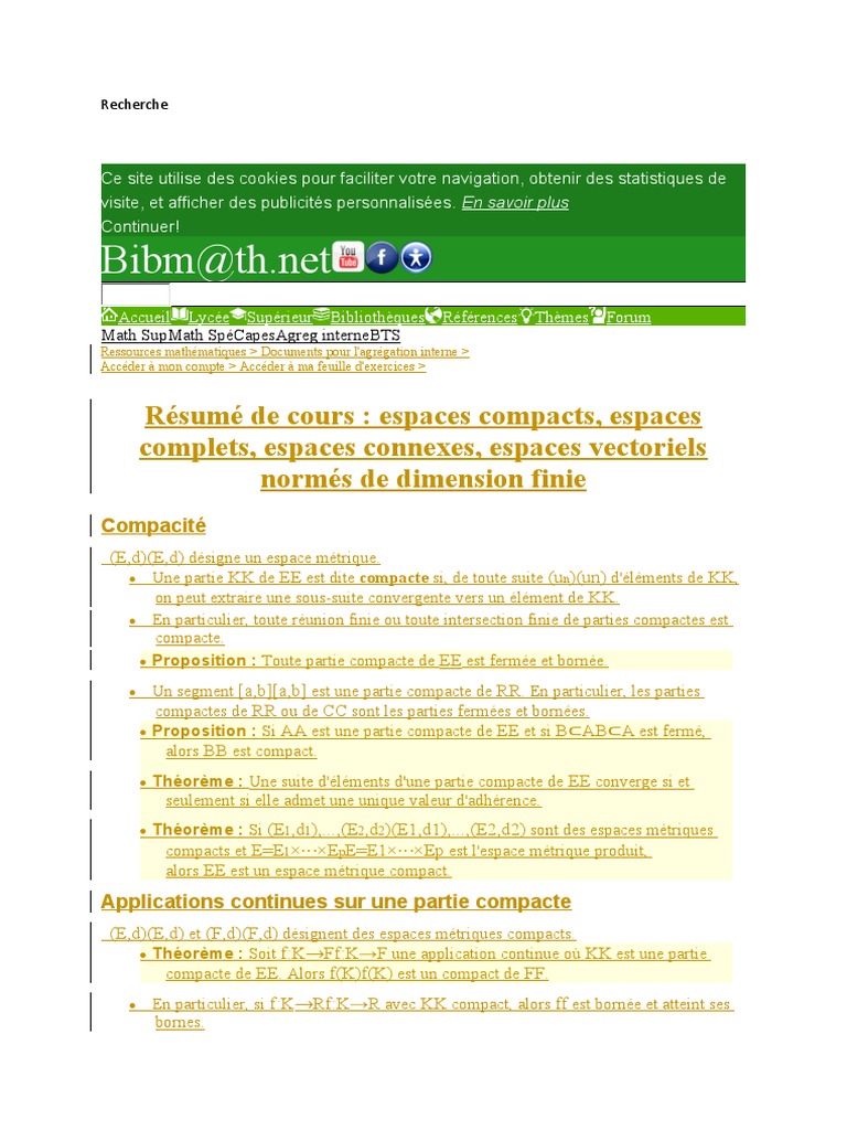 MTH 222 (Recherche) | PDF | Compacité (mathématiques) | Séquence