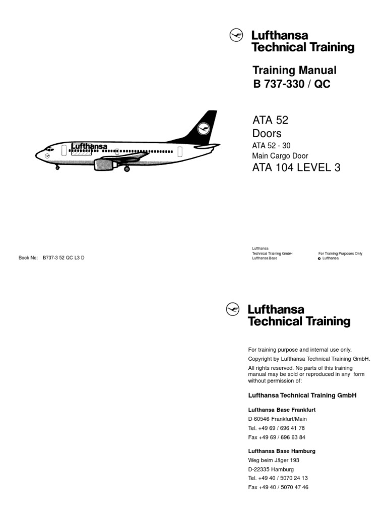 Training Manual B 737-330 / QC: ATA 52 Doors | PDF | Valve | Door