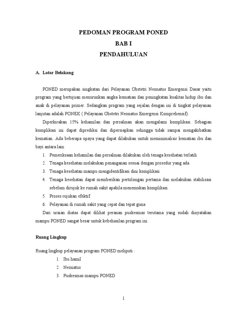 Pedoman Pelayanan Poned | PDF