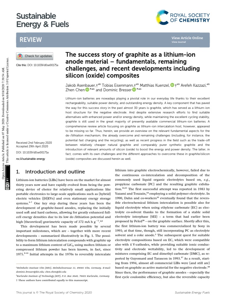 The Success Story of Graphite as a Lithium-ion Anode Material ...