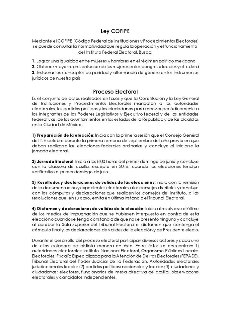 Ley COFIPE | PDF | Gobernancia | Gobierno