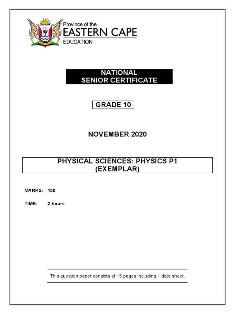 PHSC Sciences p1 Gr10 QP Nov2020 English | PDF | Velocity | Waves