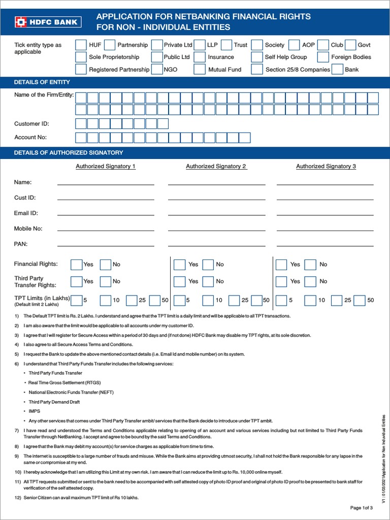 HDFC - Financial Rights Form | Download Free PDF | Banks | Online Banking