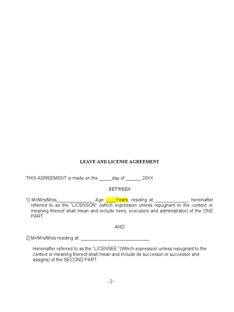 Rent Agrement Draft | PDF