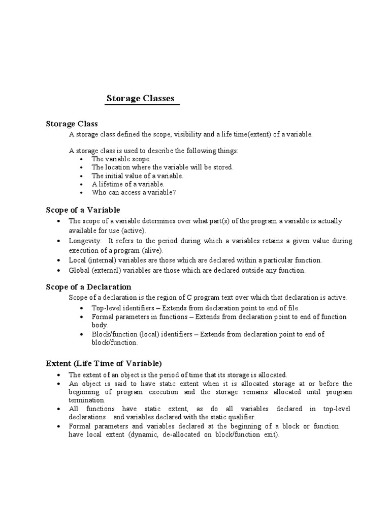 Storage Class Pdf Variable Computer Science Scope Computer Science 3170