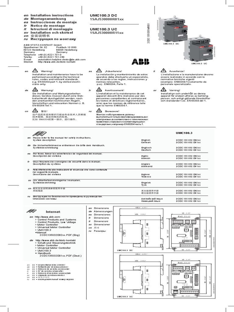 Abb - Umc100.3 Instrucciones Ojo Vac VDC | PDF